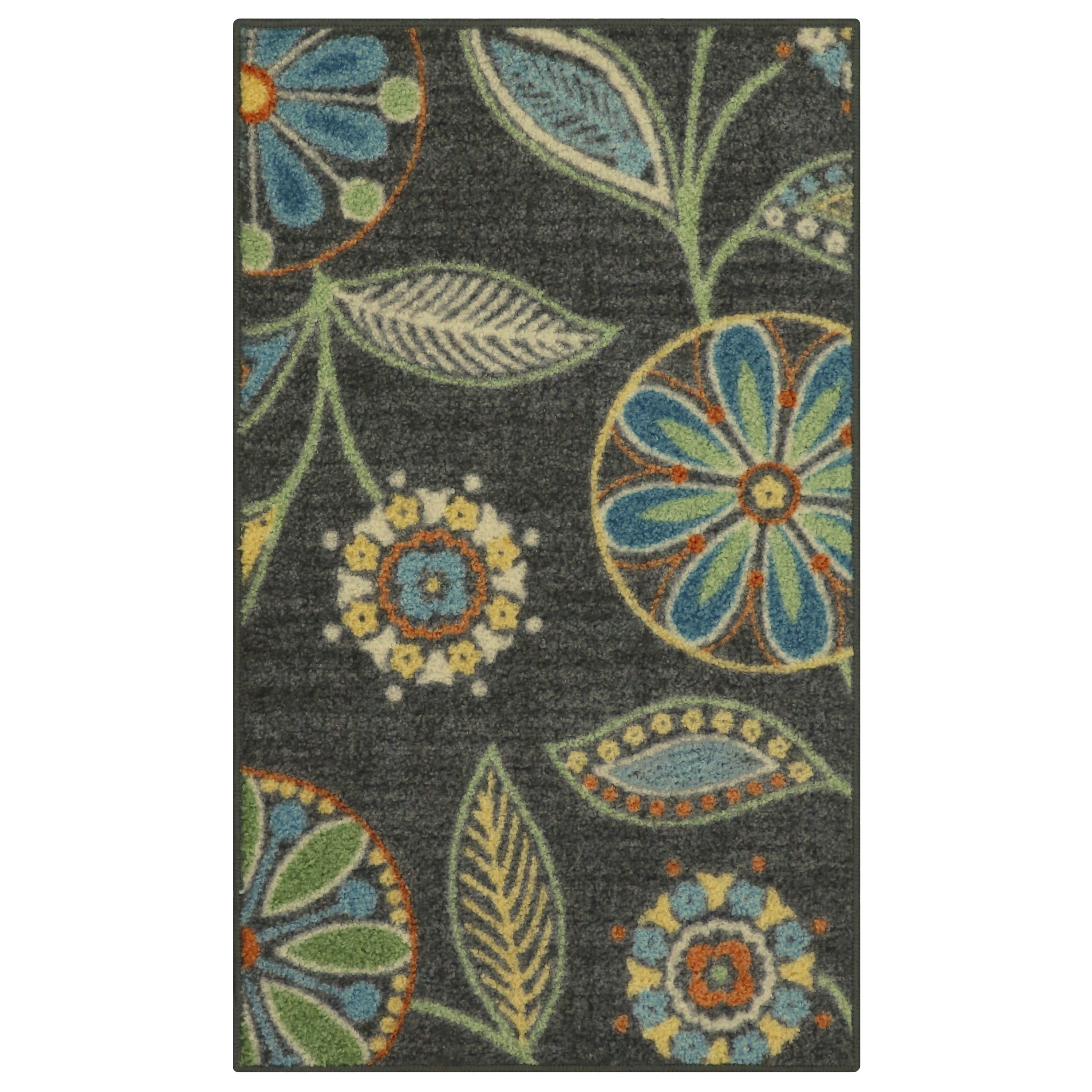 Mainstays Minerva Floral Indoor Entryway Area Rug, Gray, 1'8"x2'10 ...