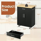 Walsunny Kitchen Island Table Stand with Storage on Wheels,Rolling ...