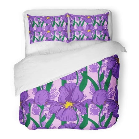 HATIART 3 Piece Bedding Set Green Beautiful with Iris Pink Breeding ...
