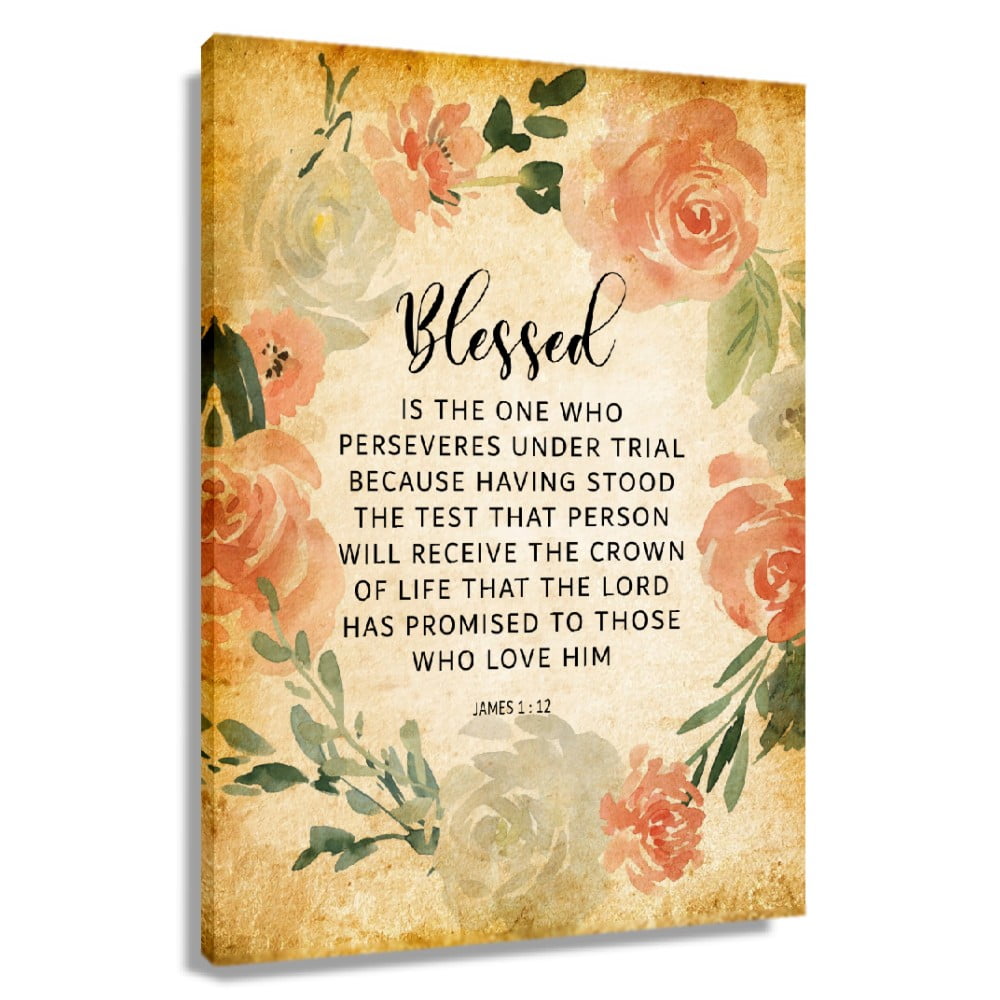 Bible Verse Wall Art Vintage Quote Blessed Posters Flower Wall Art ...