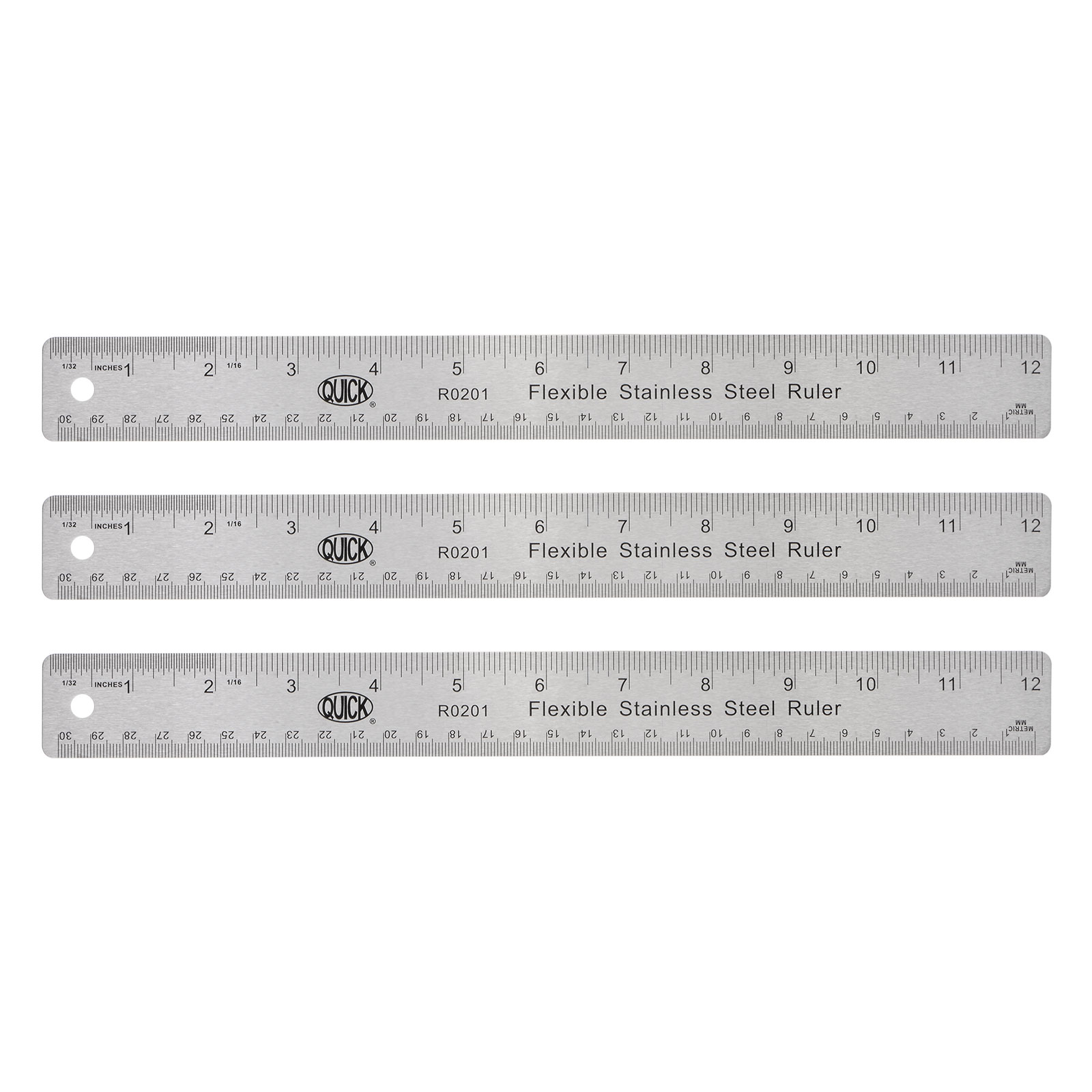 Uxcell 3pcs Stainless Steel Rulers with Non-Skid Backing 30cm/12" Inch ...
