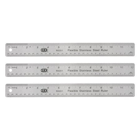 Uxcell 3pcs Stainless Steel Rulers with Non-Skid Backing 30cm/12" Inch ...