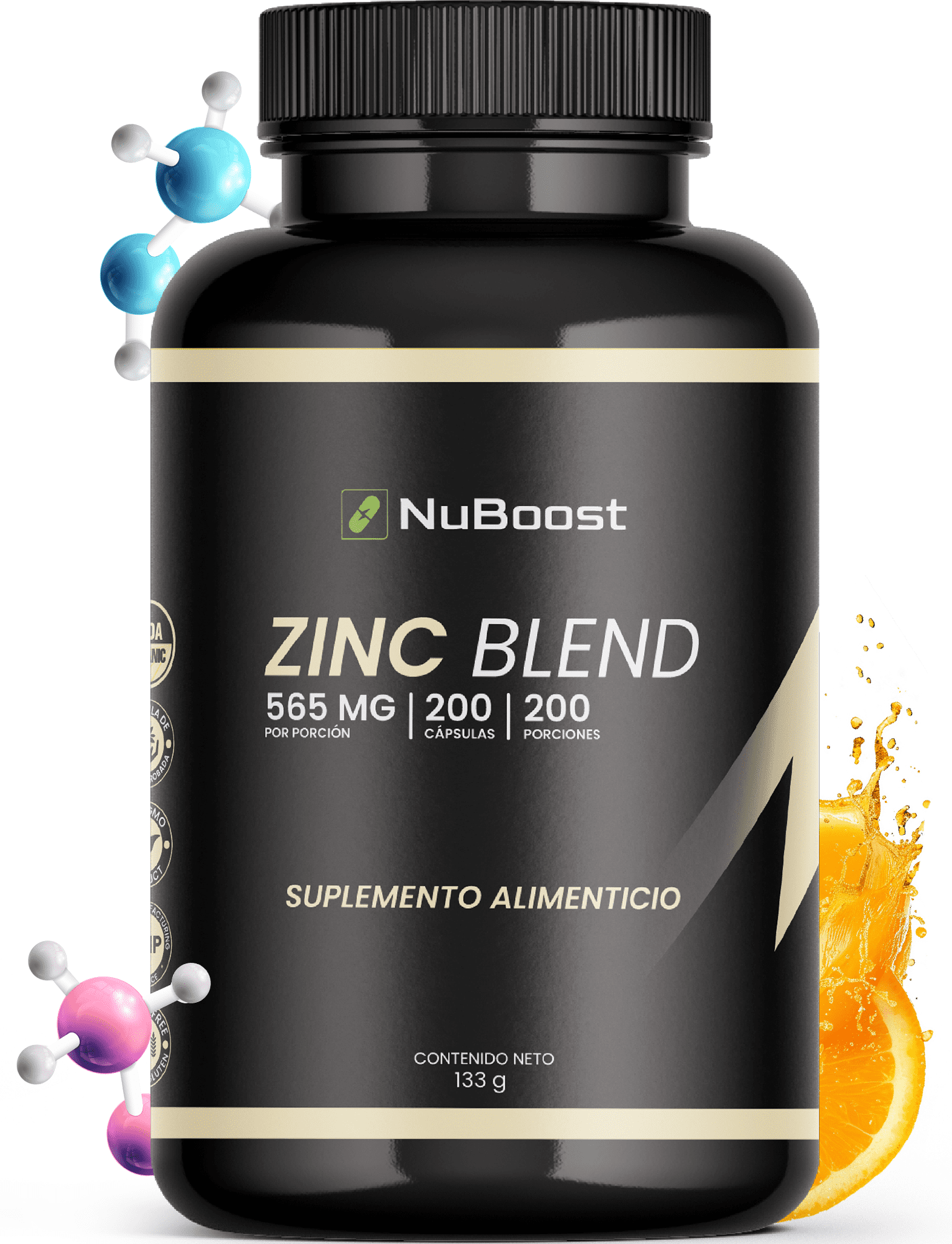 Suplemento Nuboost Zinc Blend 200 Cápsulas Colágeno Hidrolizado L ...