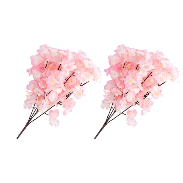 2 Pieces Artificial Cherry Blossom Fake Silk Flowers Branches Realistic ...
