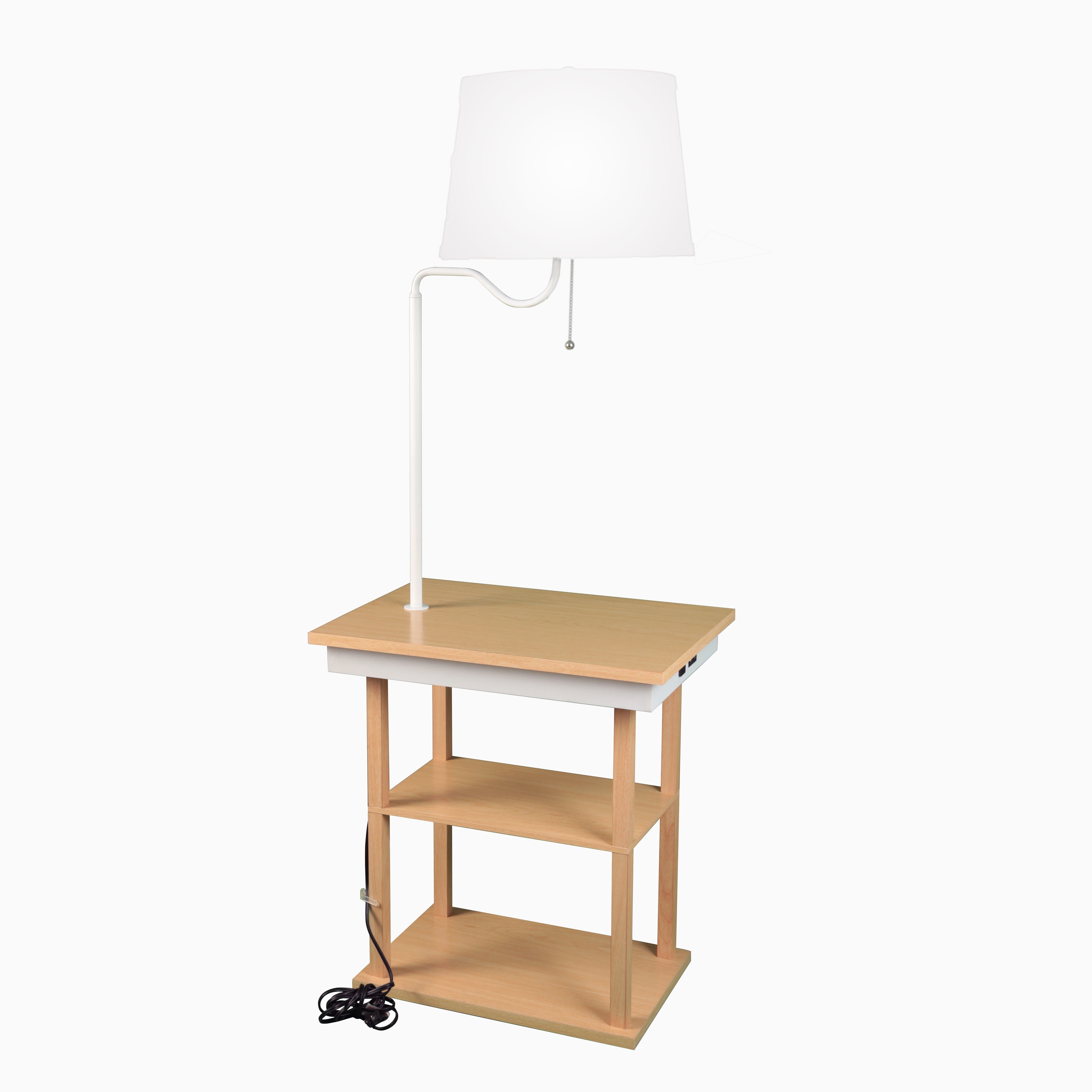 56-in Natural Wood Shelf Lamp with USB+USBC - Walmart.com