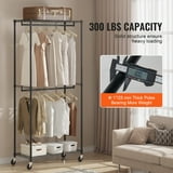 BENTISM Clothes Rack 300 lbs Double Hanging Garment Rack with Wheels ...