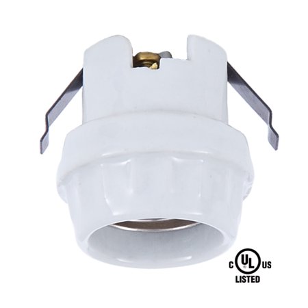 B&P Lamp® Glazed Porcelain U-clip Snap-in Med. Base Socket with double ...