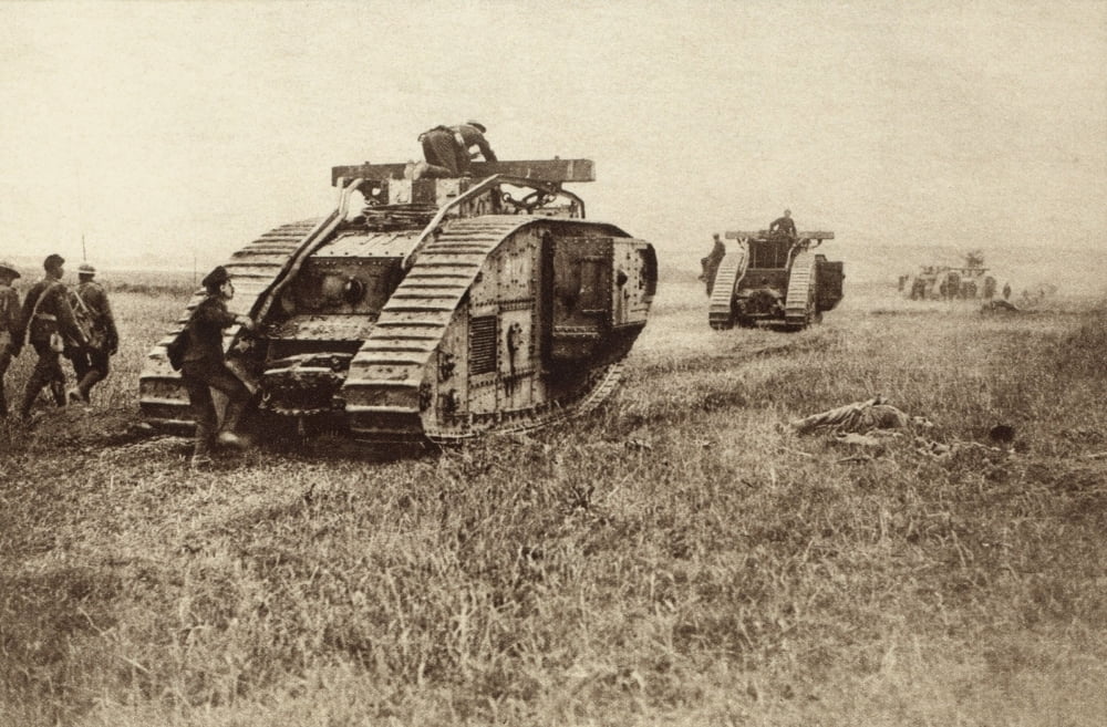 World War 1 Tanks. British Tanks Advancing In Battle History (24 x 18 ...