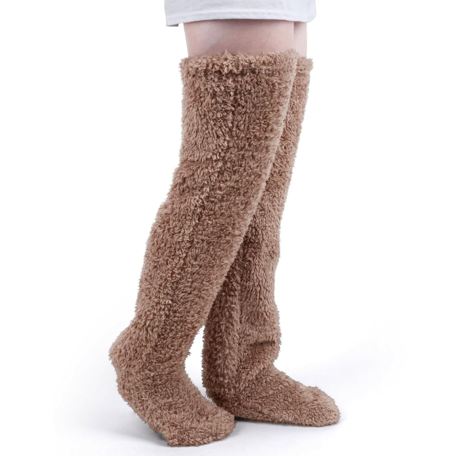 Long Thigh High Socks Over Knee Fuzzy Socks Sleeping Socks Plush Leg ...