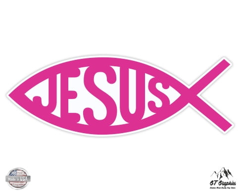Jesus Fish Pink - 3" Vinyl Sticker - For Car Laptop I-Pad Phone Helmet ...