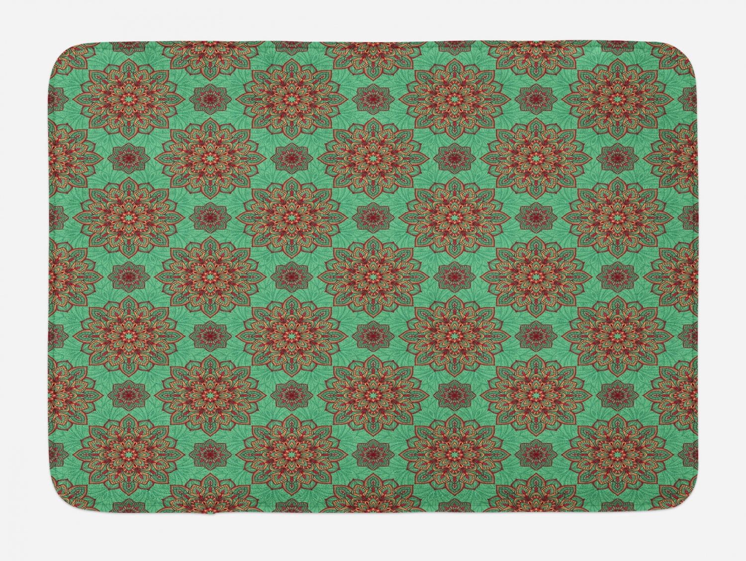 Turquoise Bath Mat, Eastern Oriental Pattern of Mandala Traditional ...
