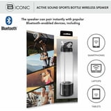 B-Iconic Portable Rechargeable Wireless BT Water Bottle Speaker, Black ...