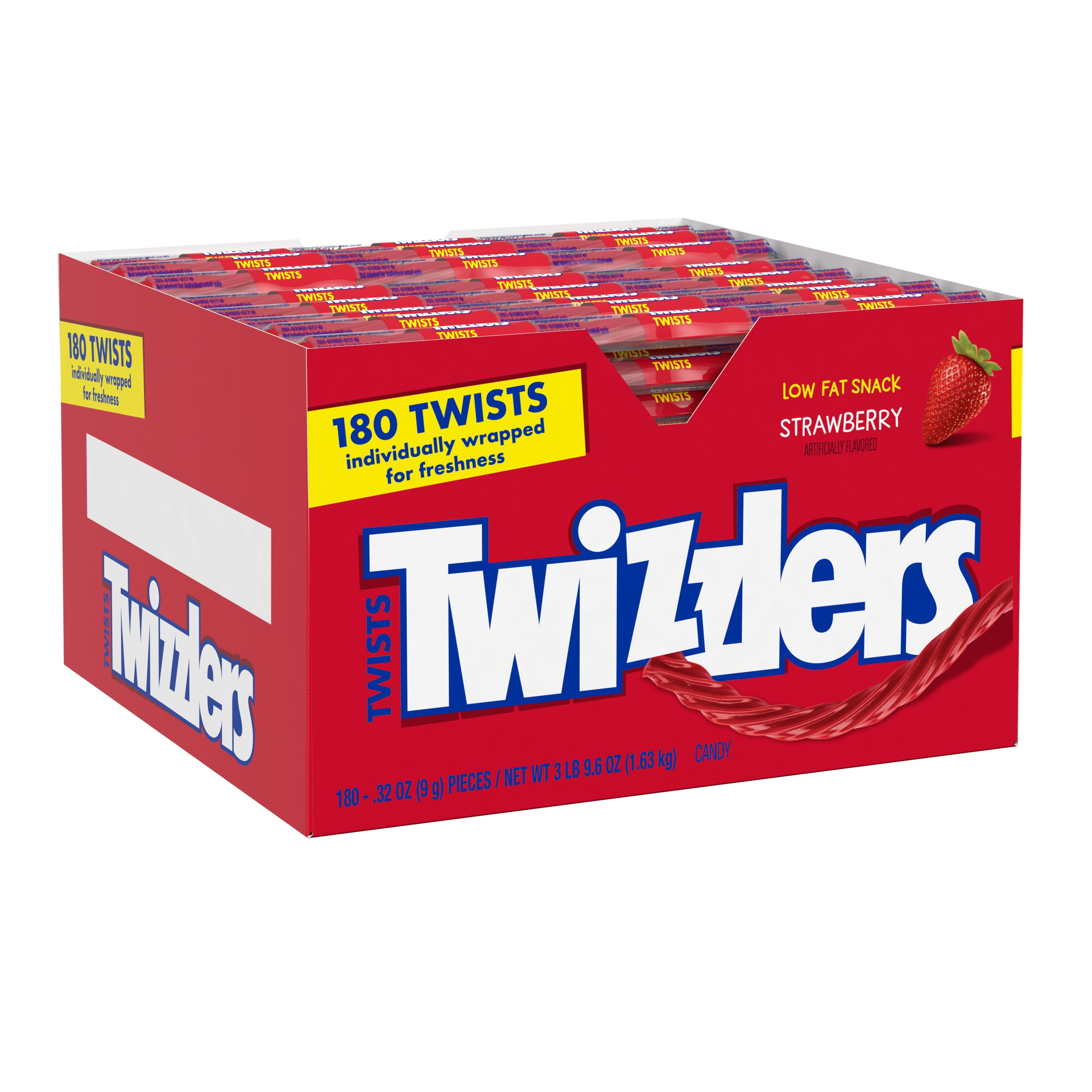 TWIZZLERS, Twists Strawberry Flavored Chewy Candy, Bulk Low Fat, 0.32 ...