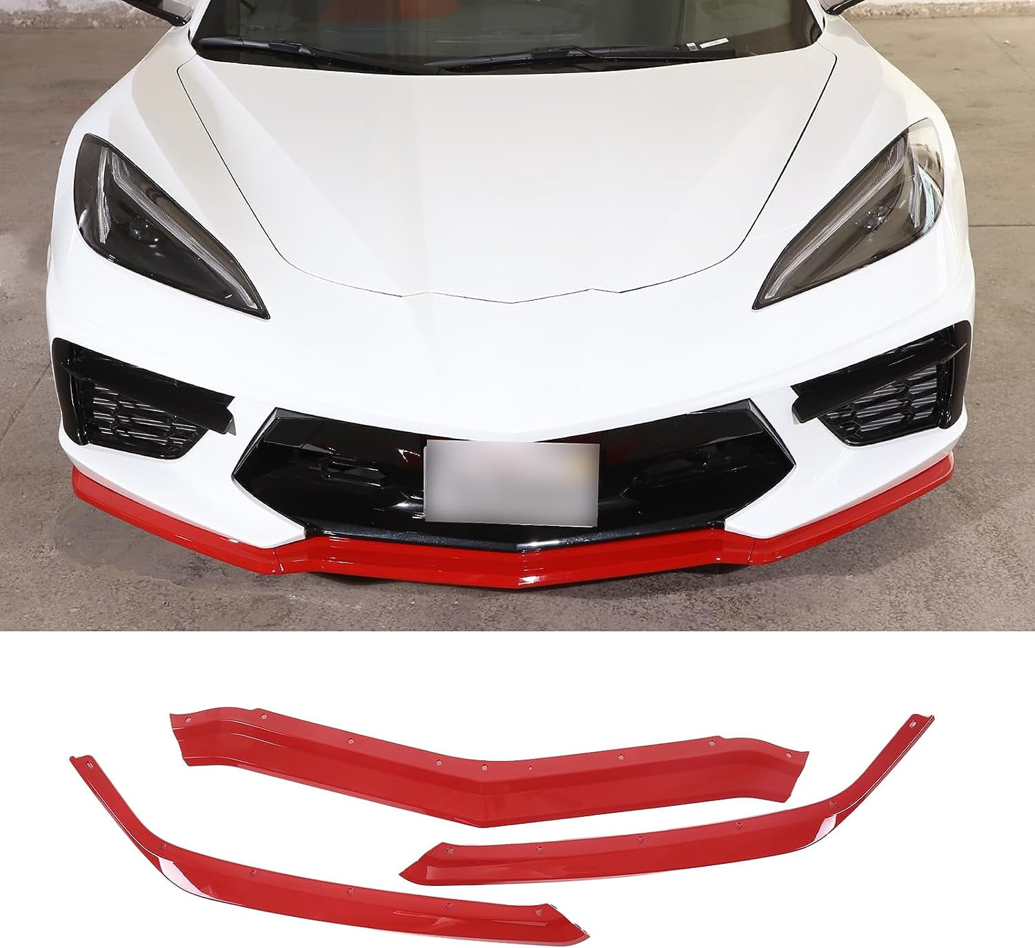 TINKI Front Bumper Lip Splitter Replacement Kit Compatible with Chevrolet Corvette C8 2020-2023 ...