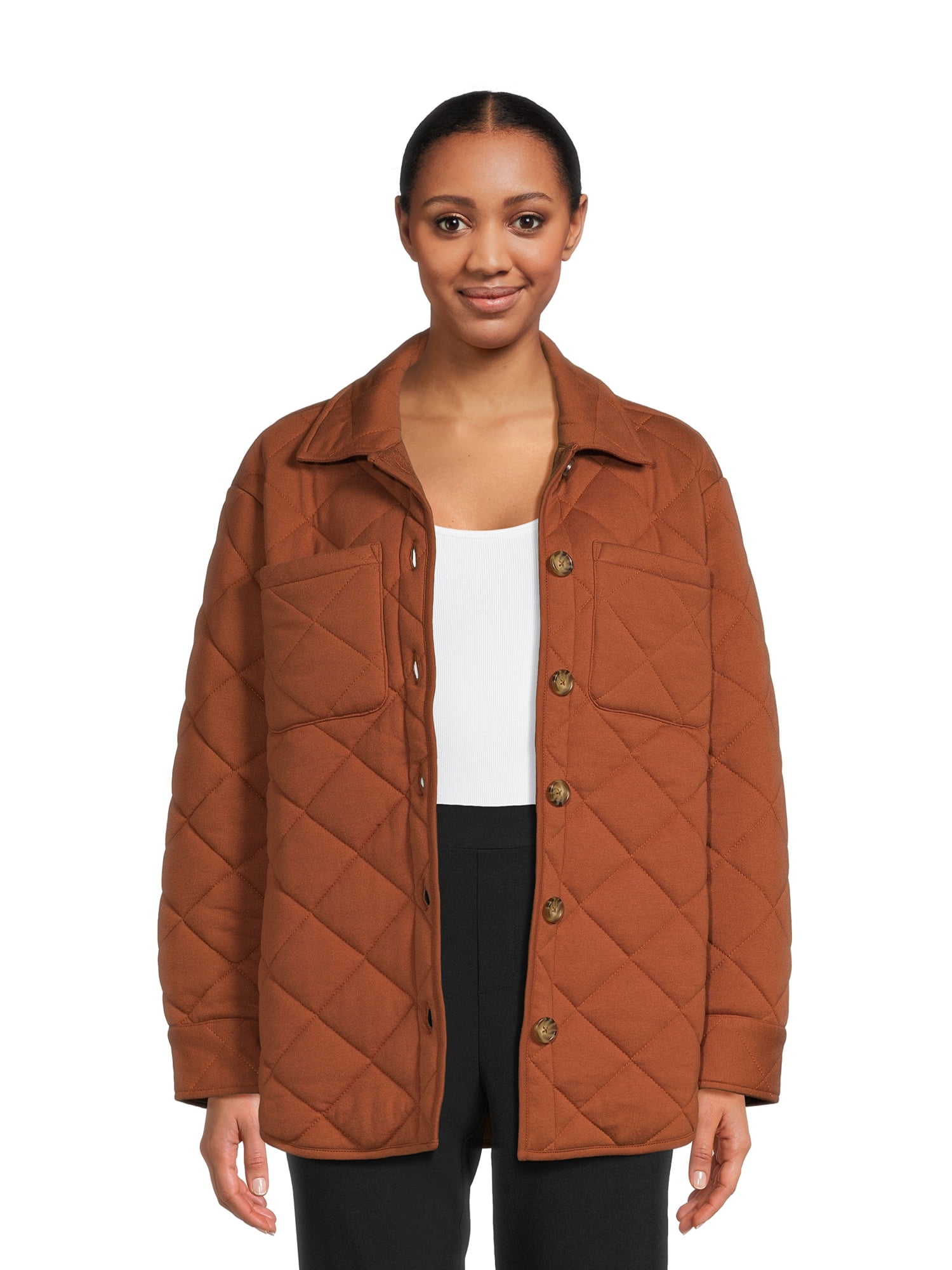 Time and Tru Women's Quilted Jersey Shacket, Sizes XS -XXXL - Walmart.com