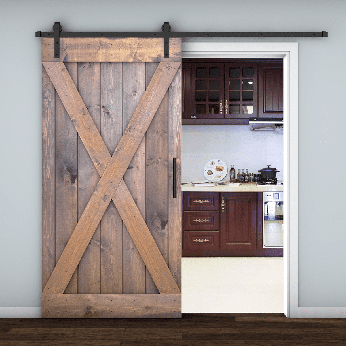 Essencaliy 42in x84in Solid Wood Barn Door, Made-in-USA Farmhouse ...