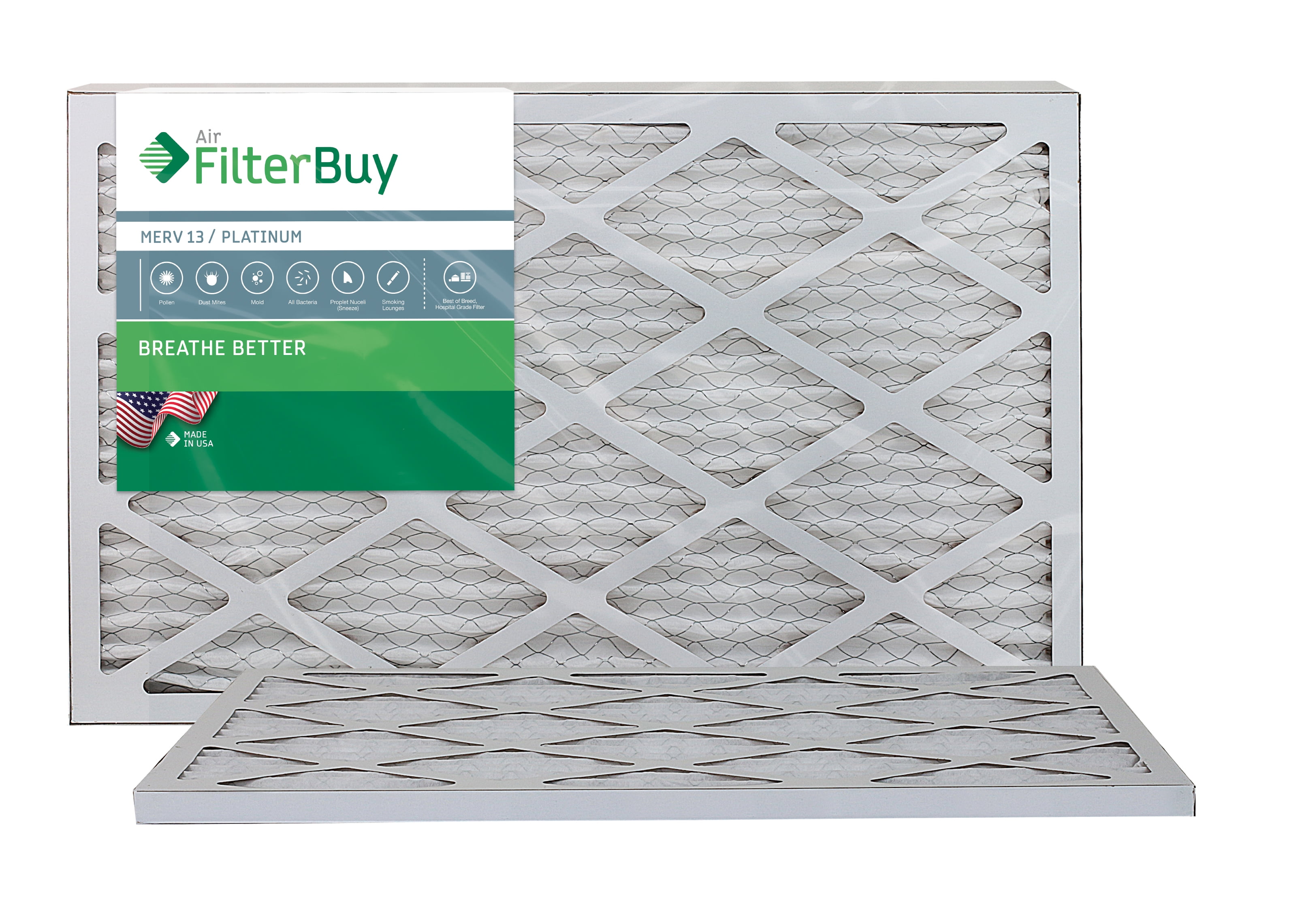 FilterBuy 15x20x1 MERV 13 Pleated AC Furnace Air Filter Pack Of 2