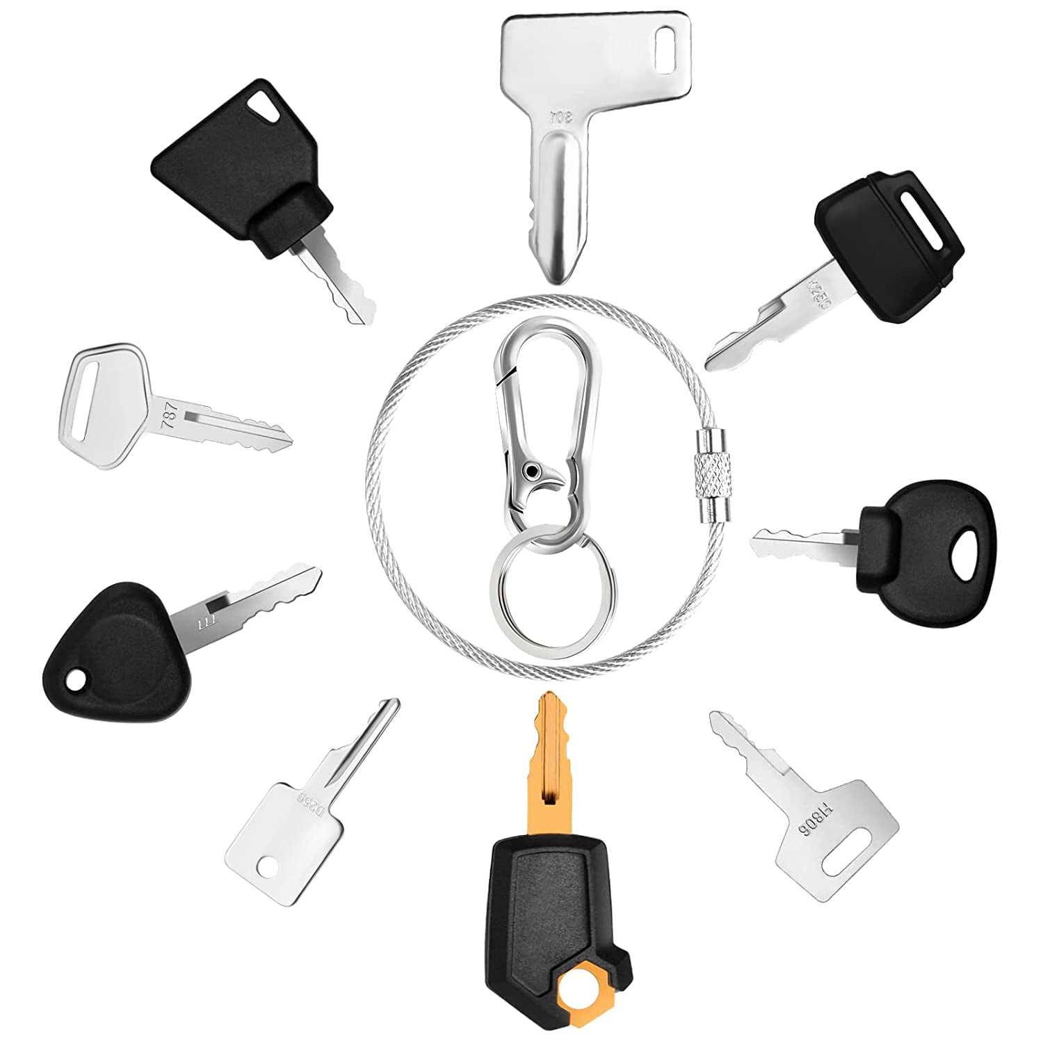 11 Pcs Digger Keys, Ignition Starter Key Set with Keyring, Agricultural ...