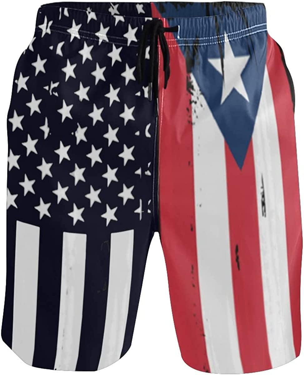 Men's Black-Us-Puerto-Rico-Flag American Flag Swim Trunks Puerto Rico ...