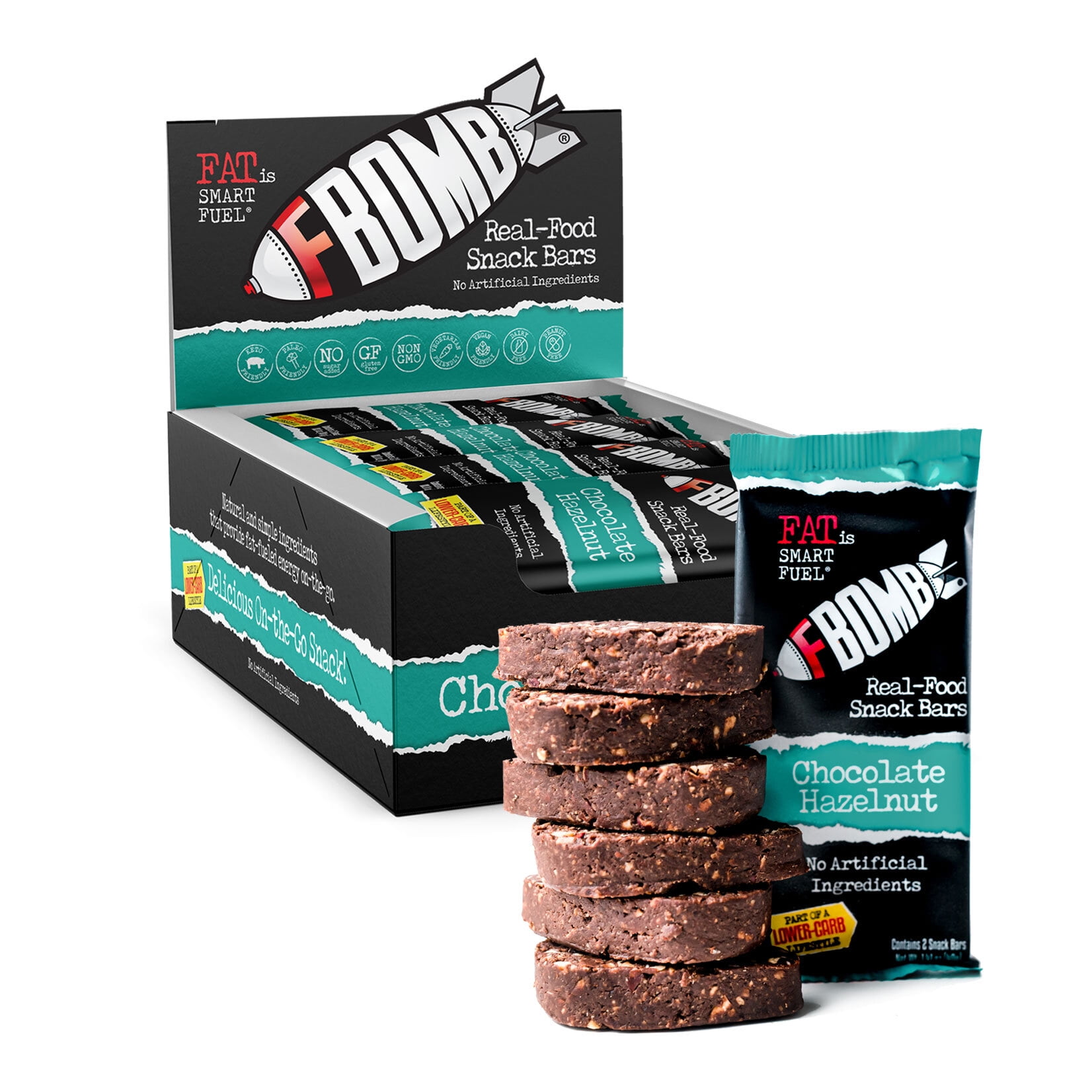 FBOMB Real-Food Snack Bars: Chocolate Hazelnut | Gluten Free | 40g, 12 ...
