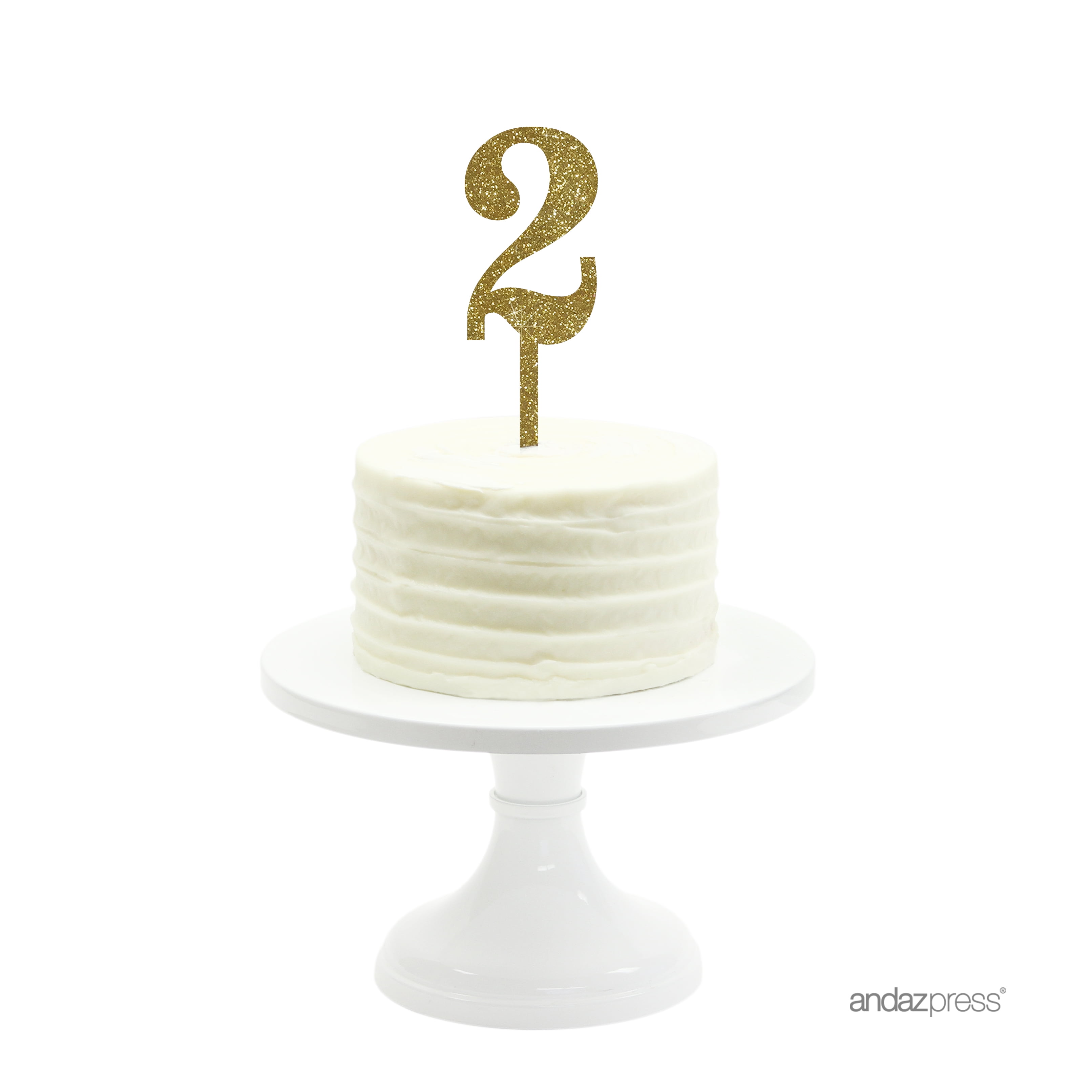 Gold Glitter Number 2 Acrylic Birthday Cake Topper - Walmart.com