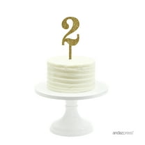 Gold Glitter Script Number Two Acrylic Birthday Cake Topper - Walmart.com