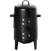 16" Vertical Charcoal BBQ Smoker Grill - 3-in-1 Design, Dual Cooking ...
