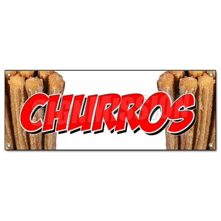 Churros Banner 18" x 48" Heavy Duty 13 oz Vinyl Banners with Grommets ...