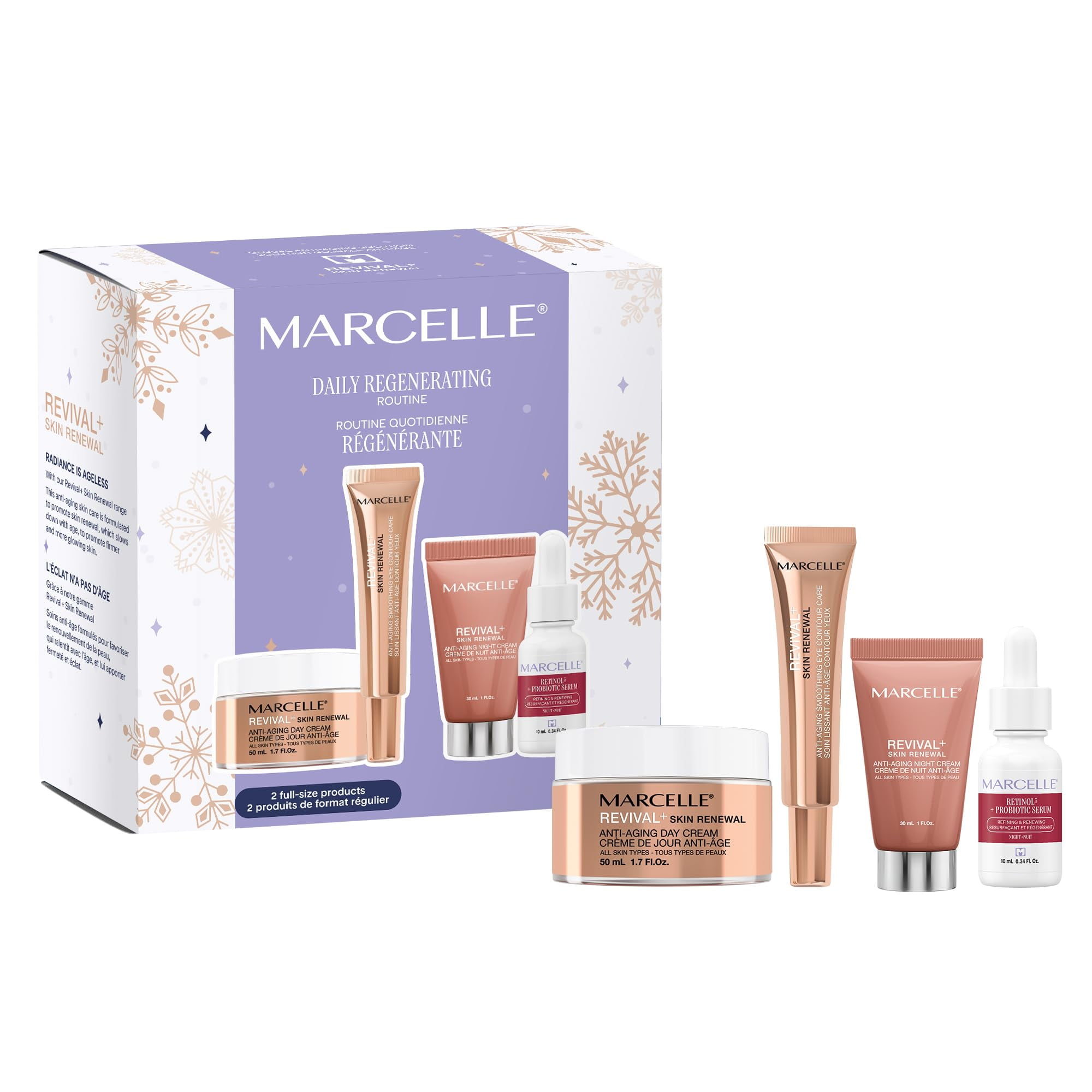 Marcelle Revival+ Skin Renewal Set, Set de regalo navide o, Rutina de ...