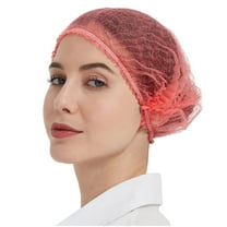 ProtectX 100 Pack Red Disposable Hair Nets, Elastic Head Cover ...