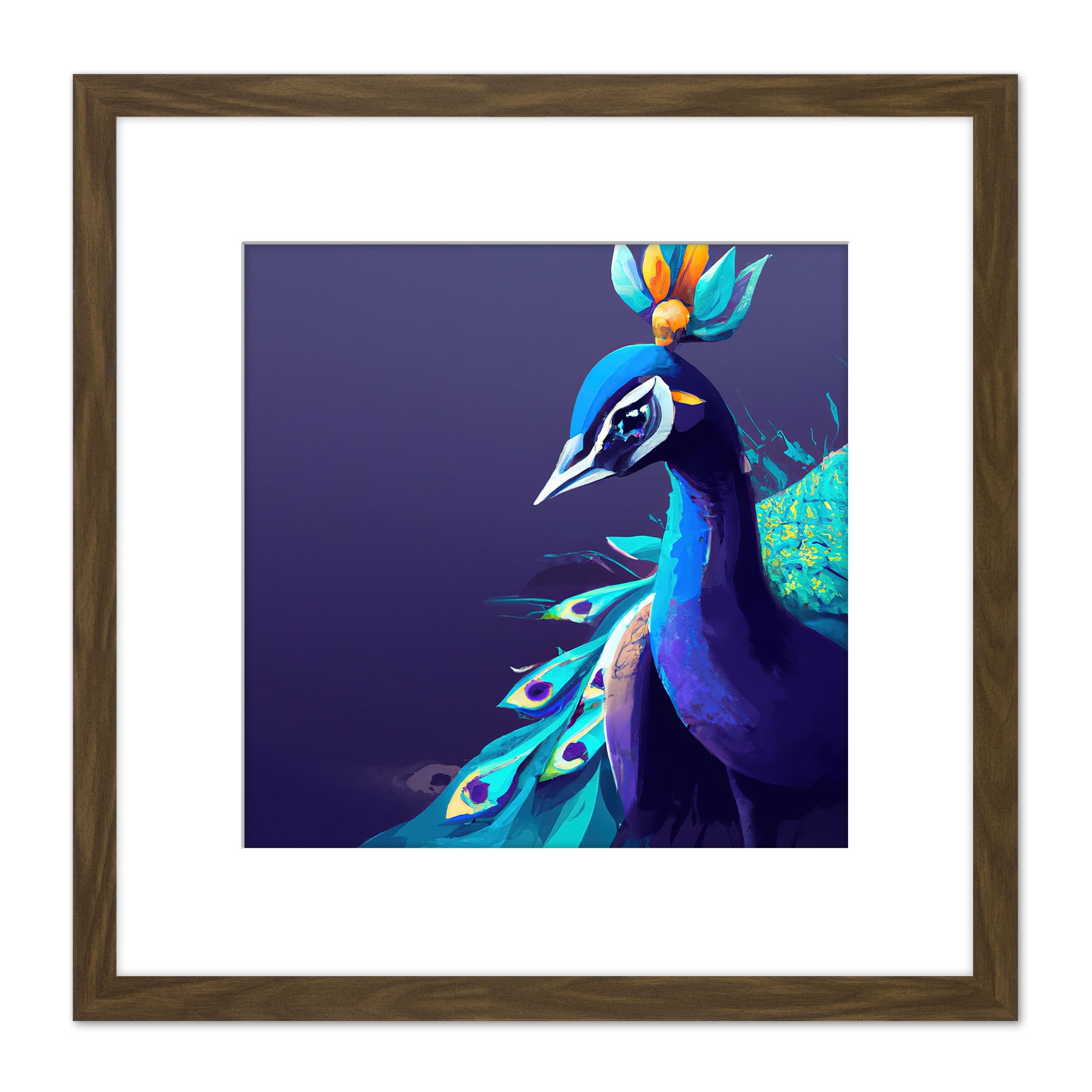Peacock Peafowl Navy Blue Bird Nature Modern Contemporary Watercolour ...