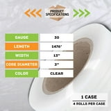 MMBM 13" x 1476' Clear Economy Pre-Stretched Hand Shrink Wrap with 3 ...