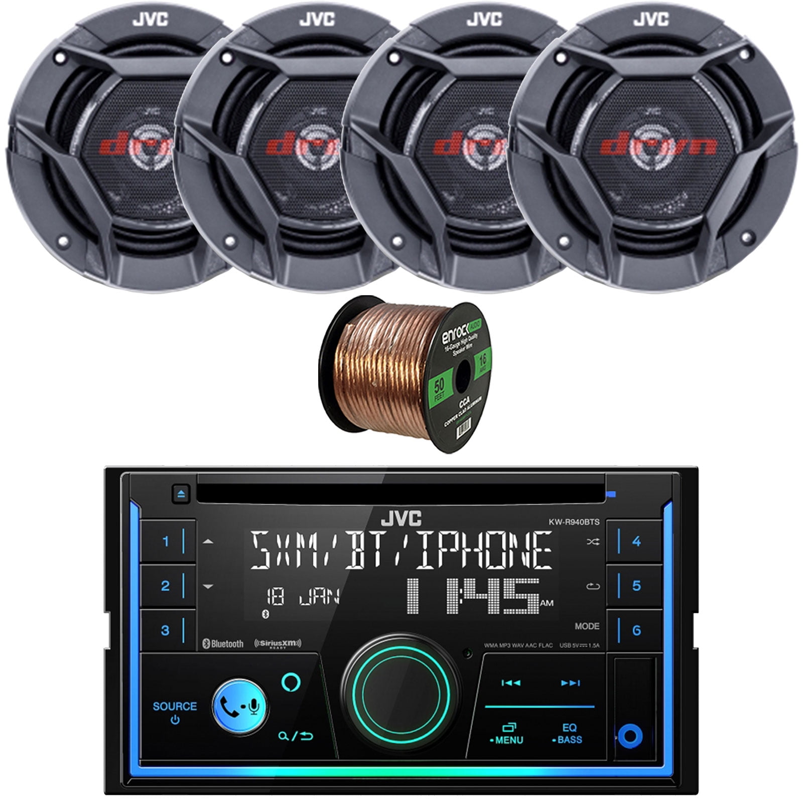 JVC KW-R940BTS Double DIN Bluetooth USB AUX AM/FM Stereo CD Player ...