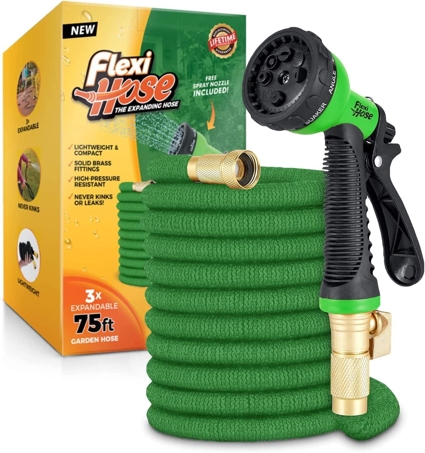 Flexi Hose GREEN MONSTAH 75 ft Garden Hose Expandable Water Hose ...