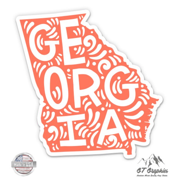 Georgia Shape Cute Letters Native Local - 8" Vinyl Sticker - For Car ...