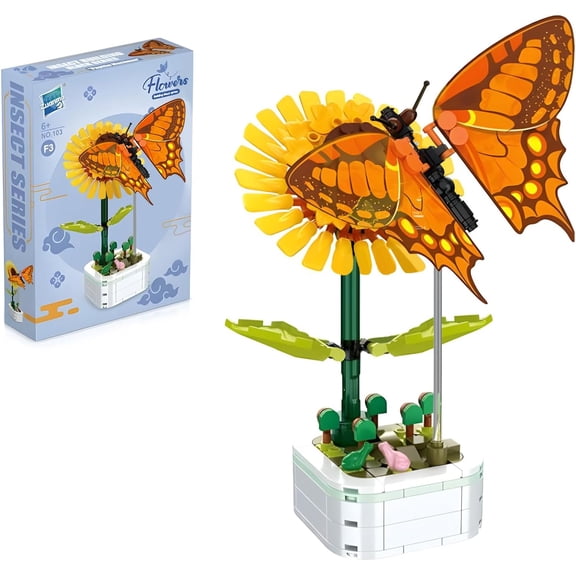 GZBrick Heart Flower Sunflower Building Set Frame Wall Art for Adults ...