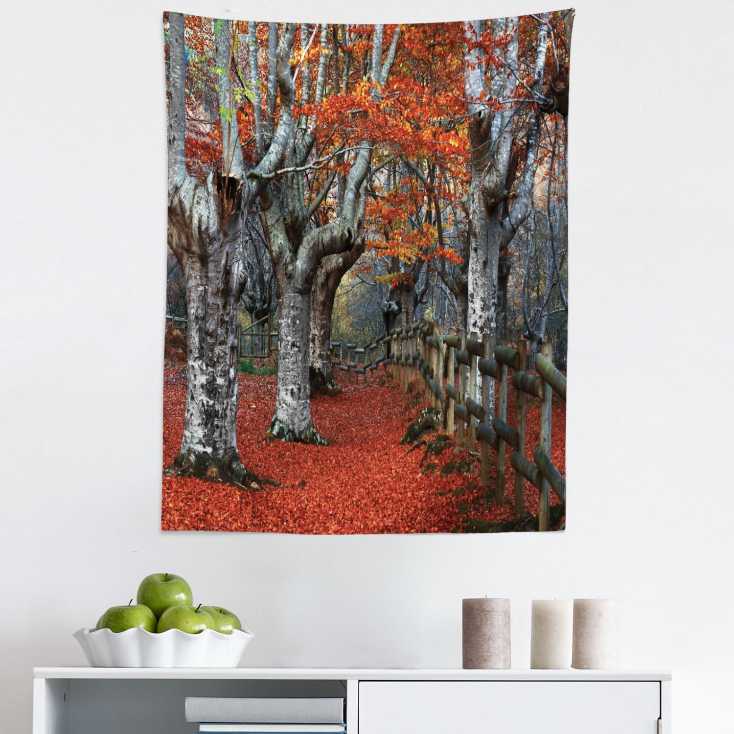 Fall Tapestry, Dreamy Gated Beech Trees Forest with Fall Leaf Mother ...