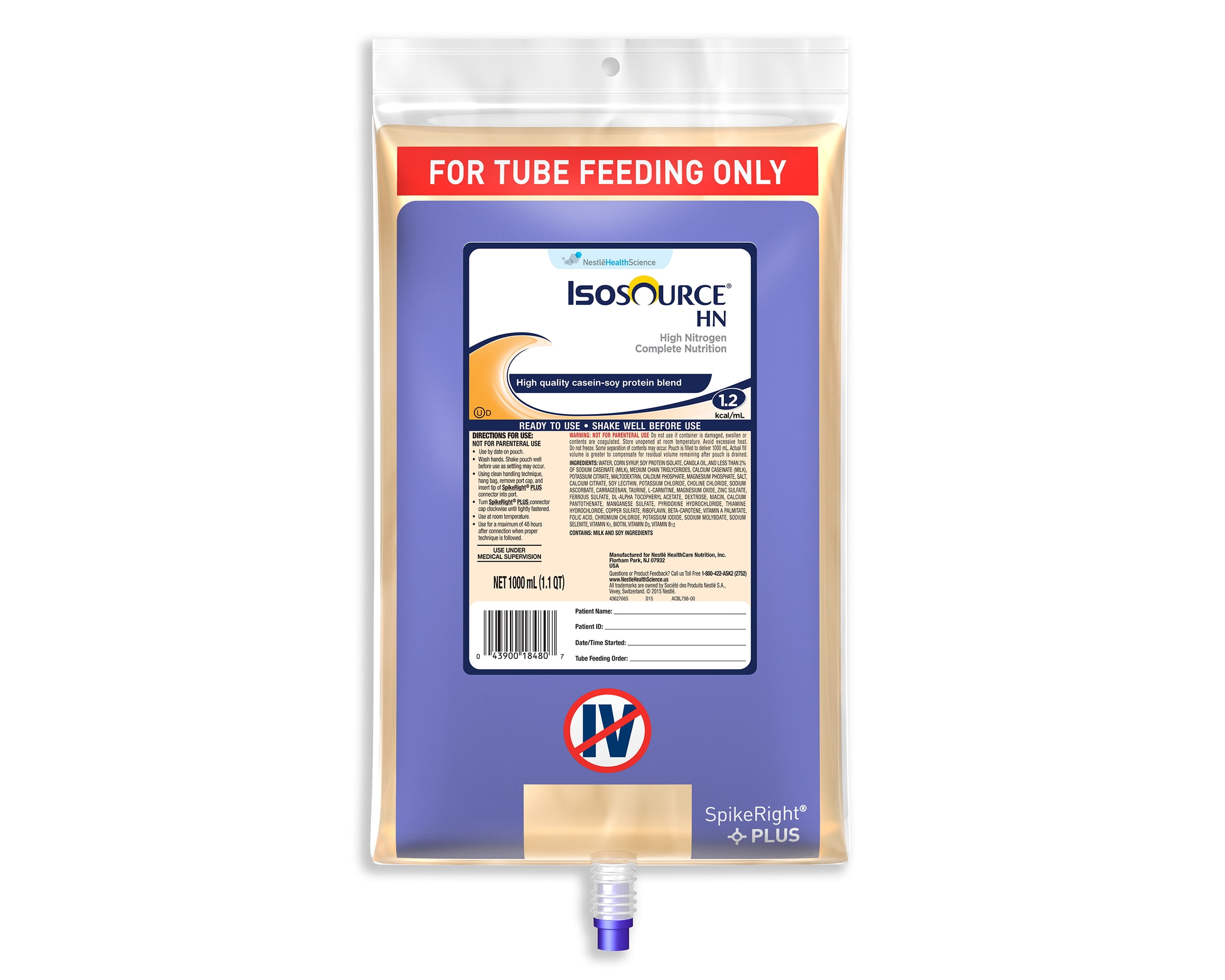 Isosource HN Tube Feeding Formula 18480100 1000 mL 1 Each, Unflavored ...