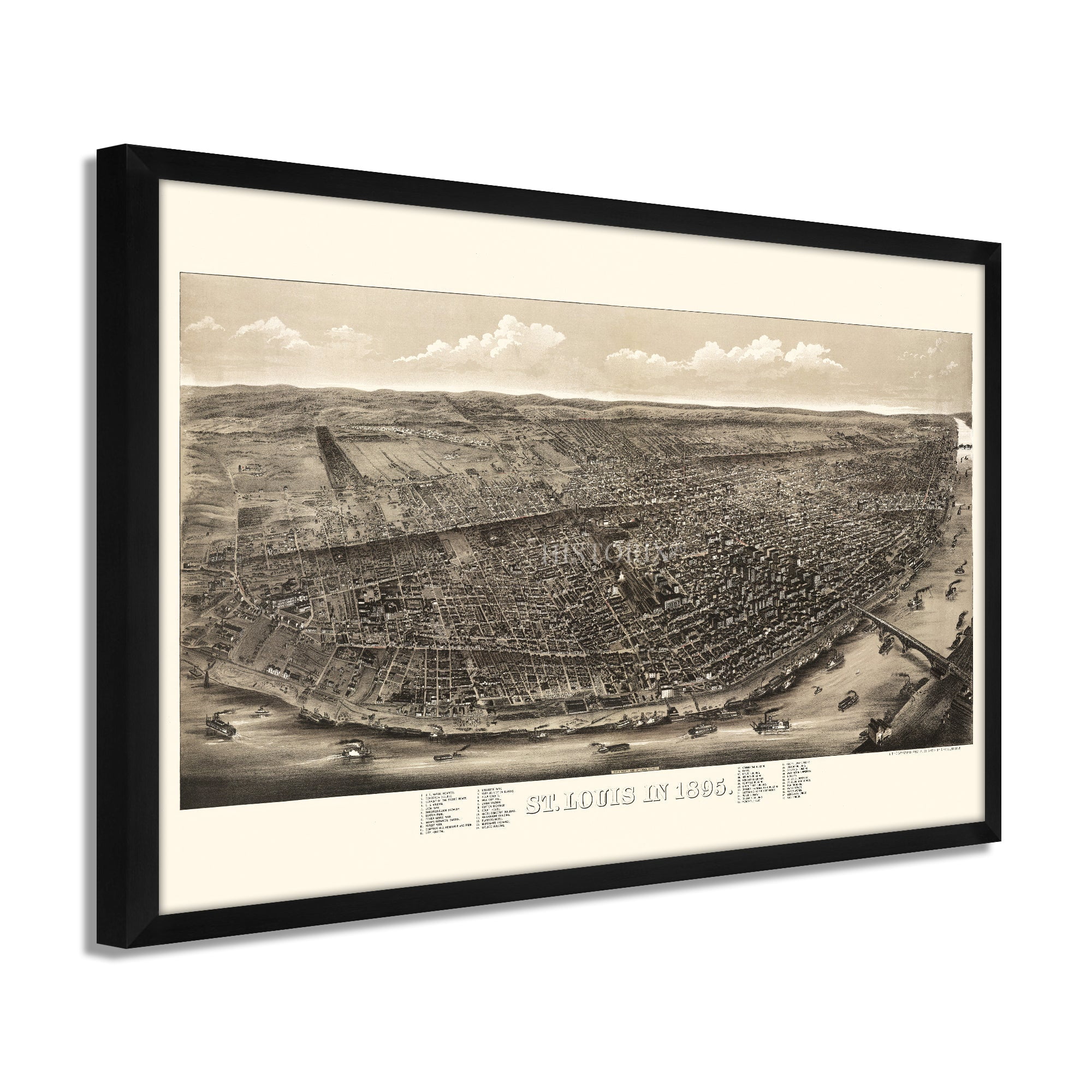1895 Saint Louis Missouri Map - Framed Vintage St Louis Wall Art ...