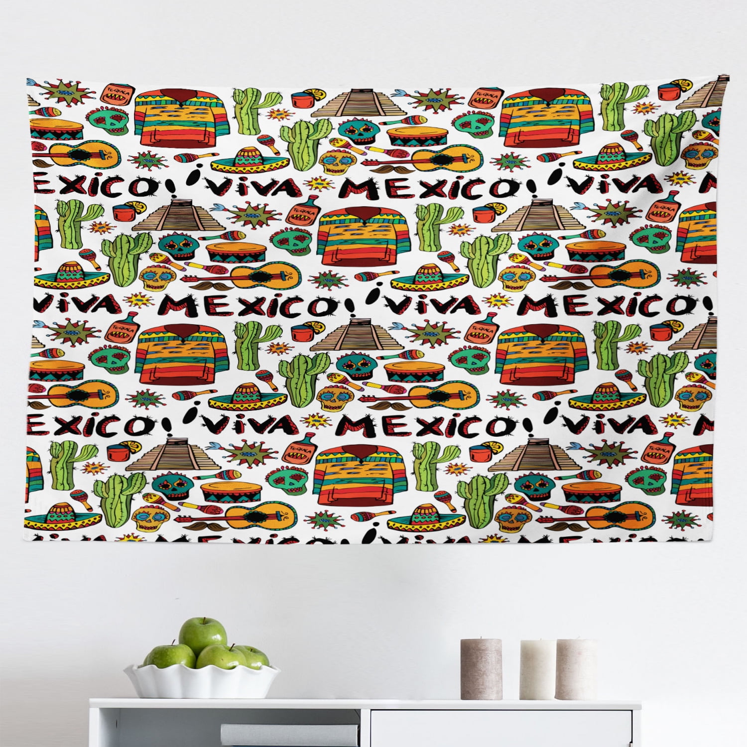 Mexican Tapestry, Famous Centerpiece of Mexico Sombrero Moustache Rumba ...