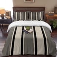 Black Beige Stripes Duvet Cover Set Full Size, Lines Modern Vertical ...