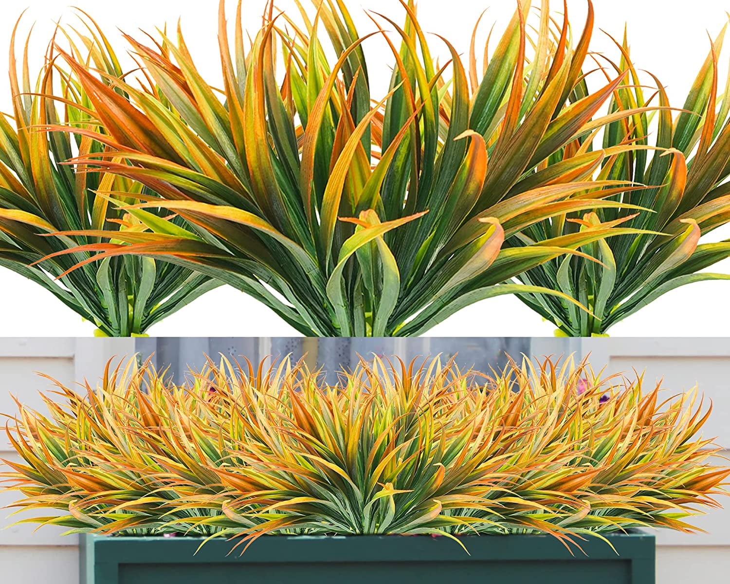 Sinhoon Artificial Fake Grass,8PCS Outdoor Faux Grasses Plastic Plants ...