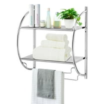 Costway 2 Tier Wall Mount Bath Shelf - Bathroom Storage Rack with Towel ...