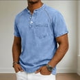 Avirosel Men's Casual Short Sleeve Collared Solid Color Top with ...