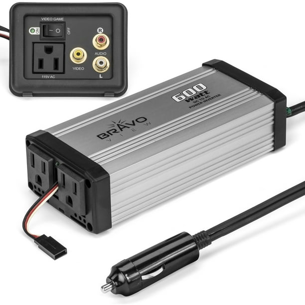 Bravo View INV-600 - 600-Watt Power Inverter with Audio/Video Gameplate ...