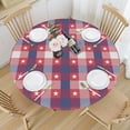 4th of July Plaid Round Fitted Tablecloth with Elastic Patriotic Star ...