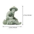 DOITOOL 2Pcs Mini Fisherman Figurines, Chinese Mudman Sitting Fishing ...