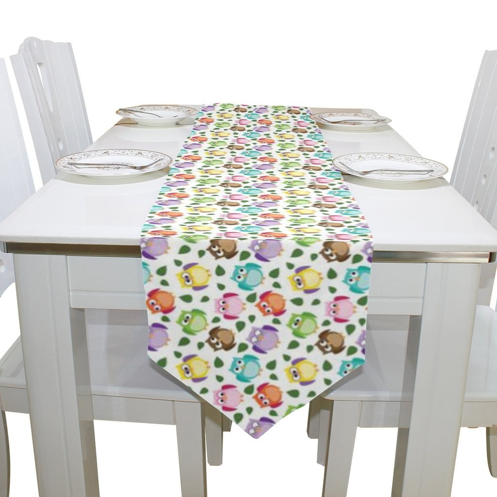 POPCreation Cute Owls Table Runner 13x90 Inches Green Table Top ...