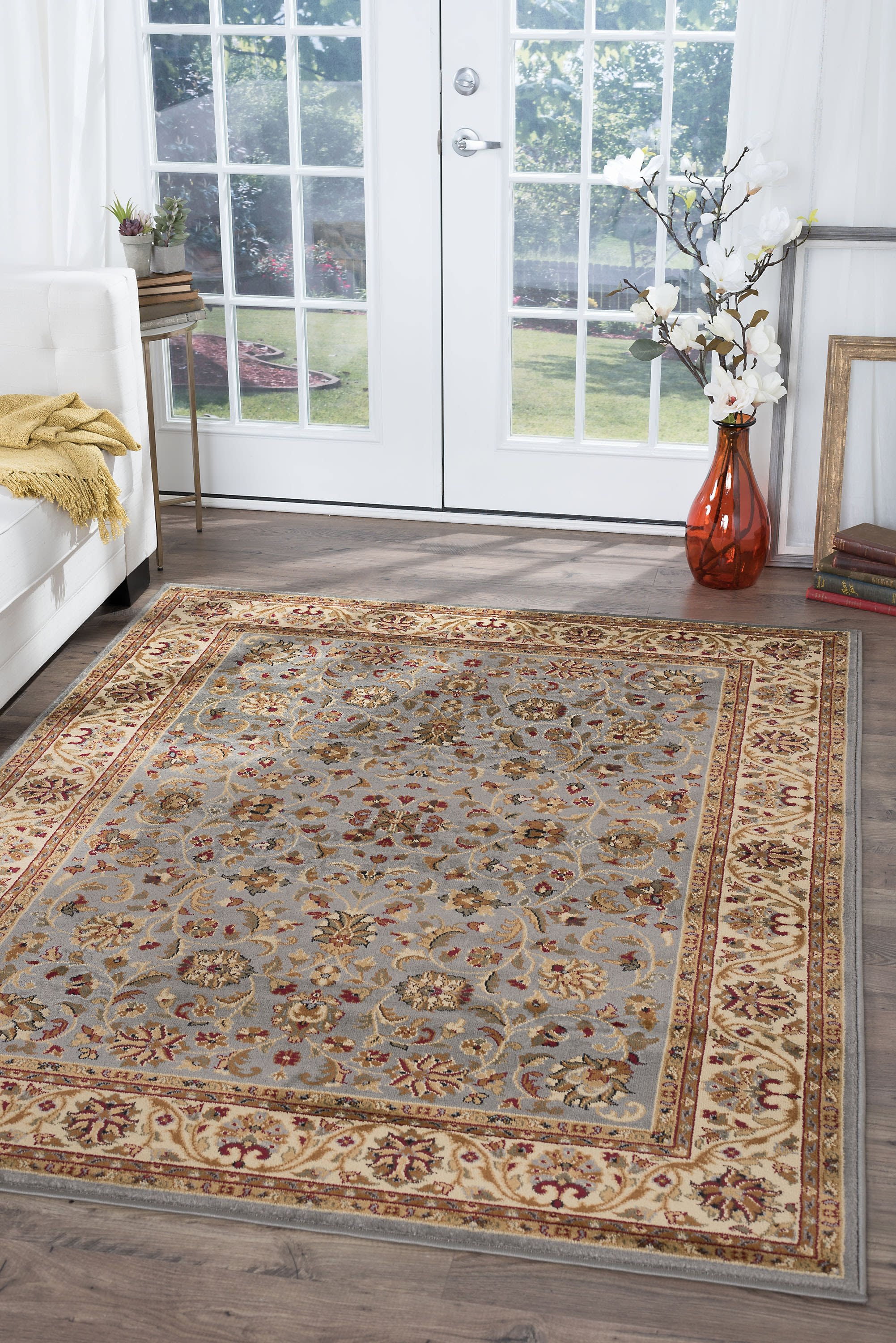 Traditional 8x11 Area Rug (7'10'' x 10'3'') Border Blue, Beige Living ...