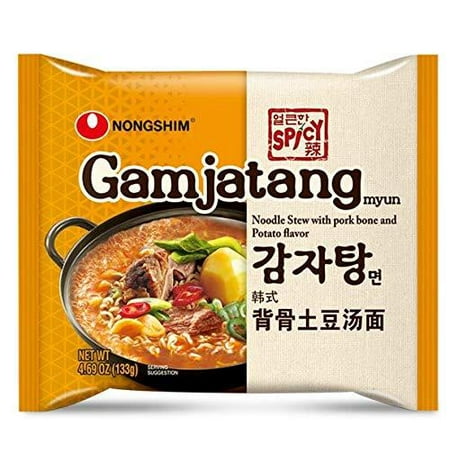Nongshim Spicy GamJaTang Myun Noodle Stew with Pork bone and Potao flavour Family Pack 133g x ...